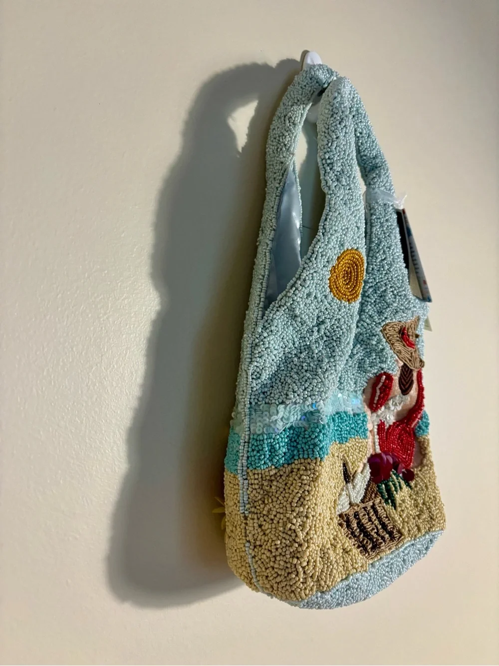 Bags | Nwt Viral Beaded Bag Handcrafted Beach Scene Pattern Tote Bag ...